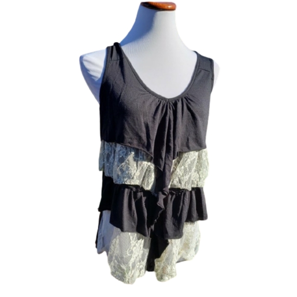 French Laundry | Tops | Tank Lace Trim Black White Sz L French Laundry ...